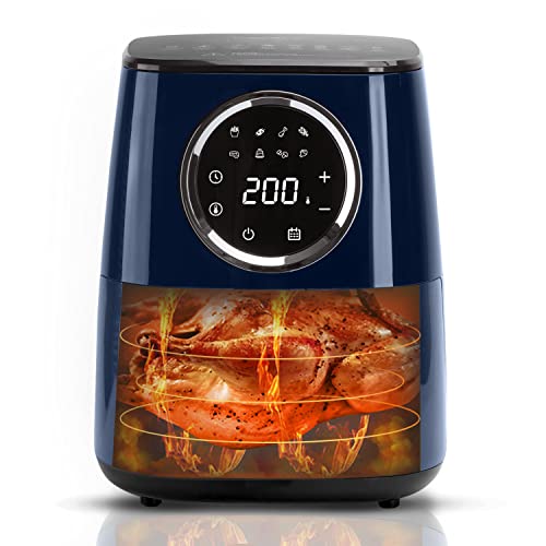 Taylor Swoden 8-in-1 Air Fryer, 4.5 Quart Electric Hot Air Fryer with Digital Touch Screen, Nonstick Basket Oilless Cooker, Timer & Temperature Control Airfryer, Auto Shut-Off, 1400W, Blue