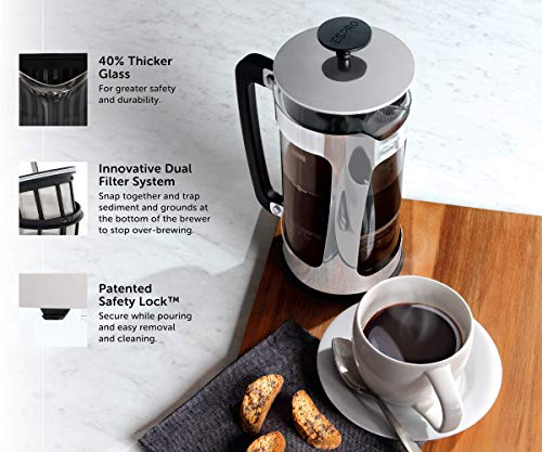 ESPRO P5 French Press - Double Micro-Filtered Coffee and Tea Maker, 32 Ounce, Polished Stainless Steel