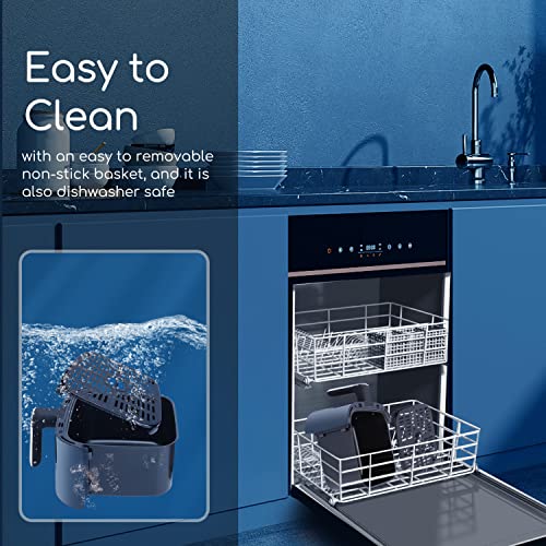Taylor Swoden 8-in-1 Air Fryer, 4.5 Quart Electric Hot Air Fryer with Digital Touch Screen, Nonstick Basket Oilless Cooker, Timer & Temperature Control Airfryer, Auto Shut-Off, 1400W, Blue