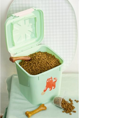 LivLab 5 Lbs Rice Dispenser Storage Container Bin with Measuring Cup Food Cereal Container Bins Household for Kitchen Pantry Organization (White-Palm)