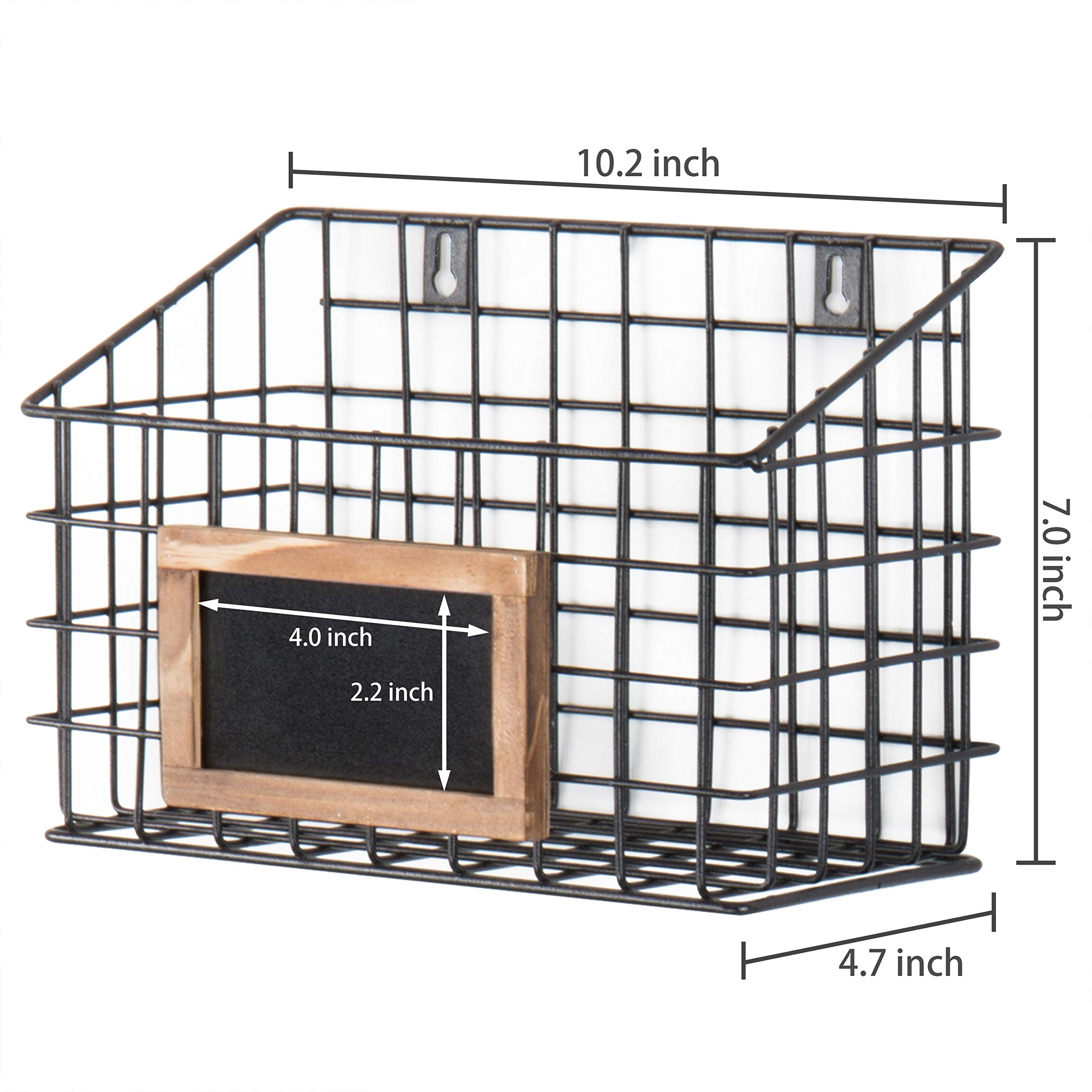 MyGift Black Metal Wire Hanging Storage Basket with Chalkboard Labels, Small Organizer Bin, Set of 3