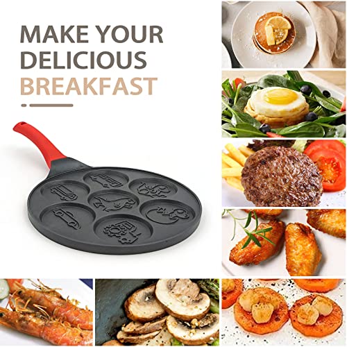Dinosaur Pancake Maker Pan for Kids, Pancake Molds Egg Pan Waffle Maker Breakfast Nonstick Pancake Griddle Mini Pancakes Maker Machine Car Truck Dinosaur Pancake Molds for Kids