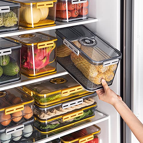GHAZAL 8 Piece Fridge Organizer Set - Stackable Bins (Large & Small) with Egg Tray, Ghazal_fridge_containers2004-00