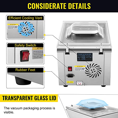 BestEquip Chamber Vacuum Sealer Machine DZ 260S Commercial Kitchen Food Chamber Vacuum Sealer, 110V Packaging Machine Sealer for Food Saver, Home, Commercial Using