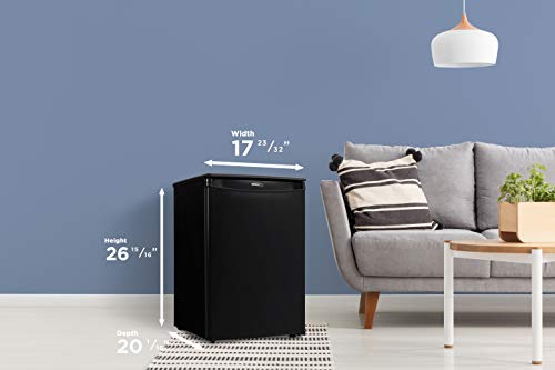 Danby DAR026A1BDD-6 2.6 Cu.Ft. Mini Fridge, Compact Refrigerator for Bedroom, Office, bar, countertop, E-Star Rated in Black