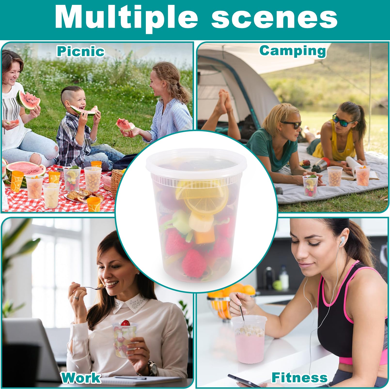 IJRPLM 50 Pack Deli Containers with Lids,32oz Plastic Deli Food Storage Containers, Leakproof Clear Takeout Container With Airtight Lids, BPA-Free, Microwave Dishwasher Freezer Safe,Heavy-Duty Quality