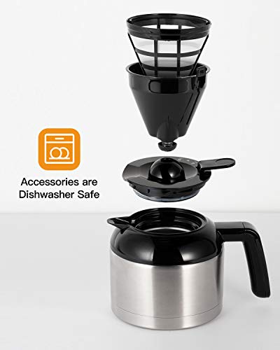 Boly Coffee Maker with Thermal Carafe 8 Cup, Programmable Coffee Maker Drip with Timer and Coffee Pot, Automatic Coffee Machine Includes Reusable Filter