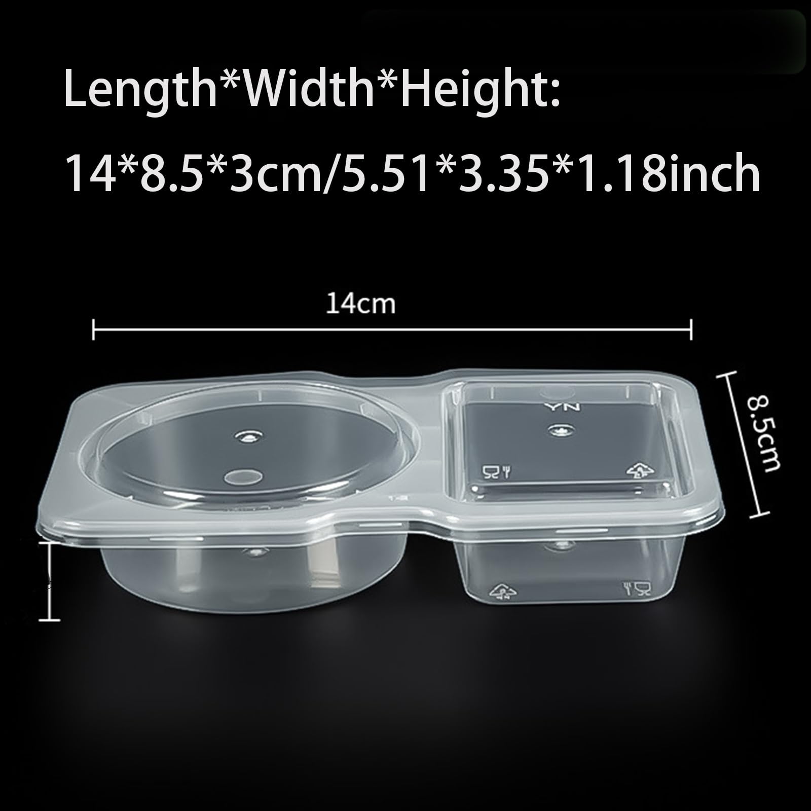 Double Compartment Condiment Container, Double Condiment Containers with Lids, 2 Compartment Snack Containers, Double Compartment Snack Containers for to-go Sauce, Sampling, Travel Snack (15-PC)