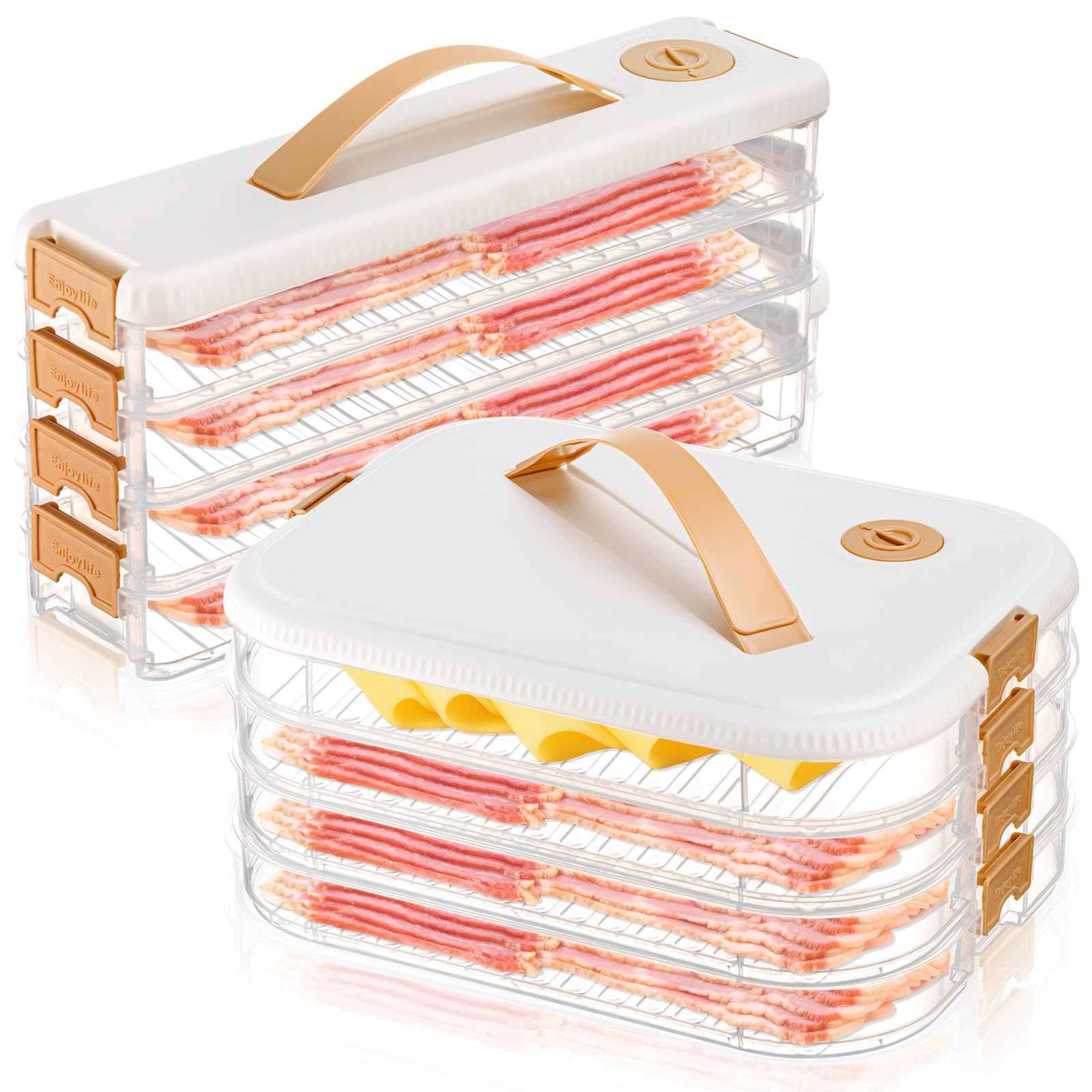 Blushtier 2 Pcs Deli Meat Container for Fridge, Bacon Storage Container Lunch Meat Container Stackable Food Storage Boxes with Lid for Refrigerator Organizing