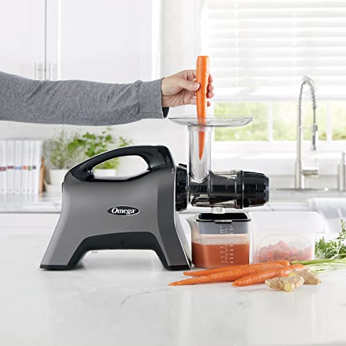 Omega MM1500GY Medical Medium Masticating Juicer, Cold Press Juicer Machine For Celery with Adjustable Dial, 200-Watt, Silver