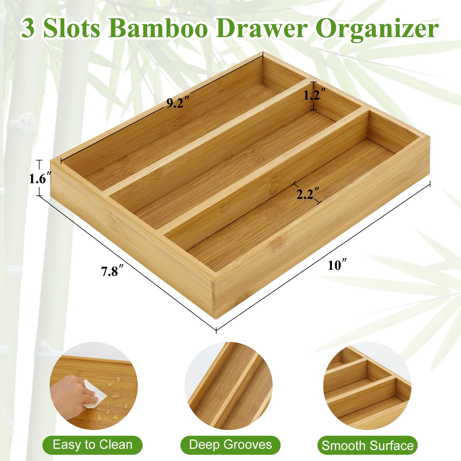 Small Silverware Drawer Organizer Kitchen Utensils Trays For Drawer Bamboo Cutlery Tray Skinny Flatware Organizer Narrow Spoon Fork Cutlery Holder Drawer Flatware Trays Slim Silverware Organizers