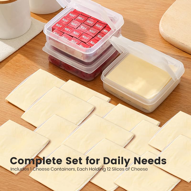 YAFIYGI Sliced Cheese Container for Fridge Clear Plastic Flip Lid Cheese Slice Storage Box Refrigerator Organizer for Food Grated Cheese Singles Convenient Holder Keeps Cheese Fresh Longer