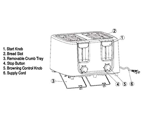 Continental Electric CE-TT029 Toaster, 4 Slice, Black