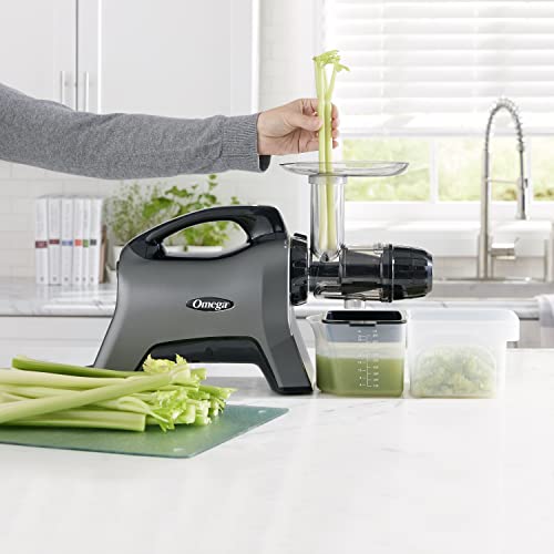 Omega MM1500GY Medical Medium Masticating Juicer, Cold Press Juicer Machine For Celery with Adjustable Dial, 200-Watt, Silver