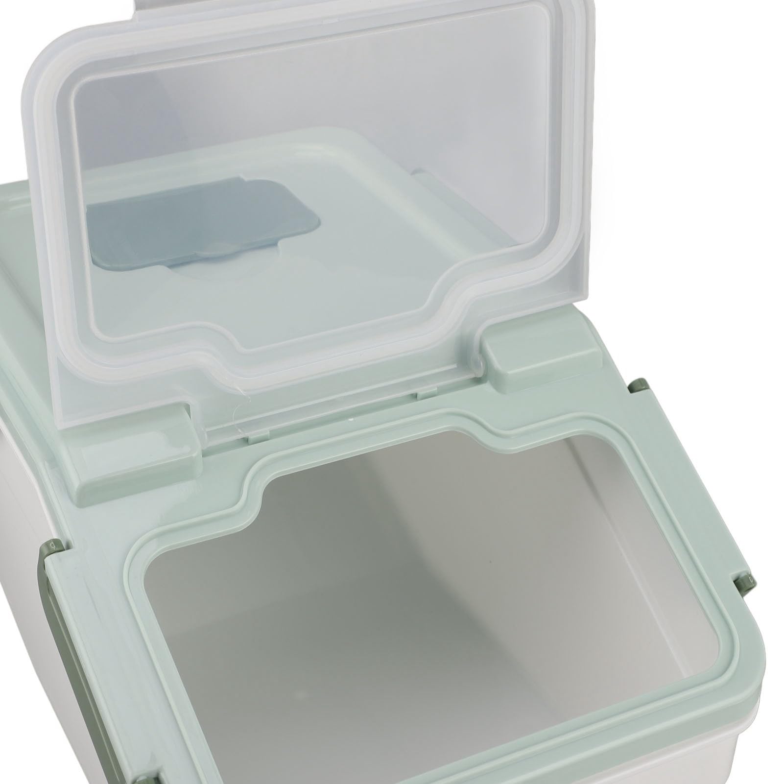 Mumusuki Large Capacity Rice Container Airtight Storage with Easy Open Lid Mint Green PP Material Multi Functional Grain Storage, for Home and Commercial Kitchens (10kg / 22lb)