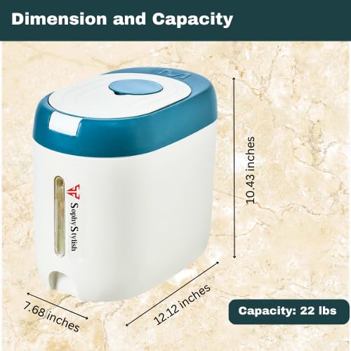 Kitchen Airtight Food Storage Container with Lid for Rice, Cereal, Flour, Sugar, Grains and Dog Food Storage - 22 lbs, Green