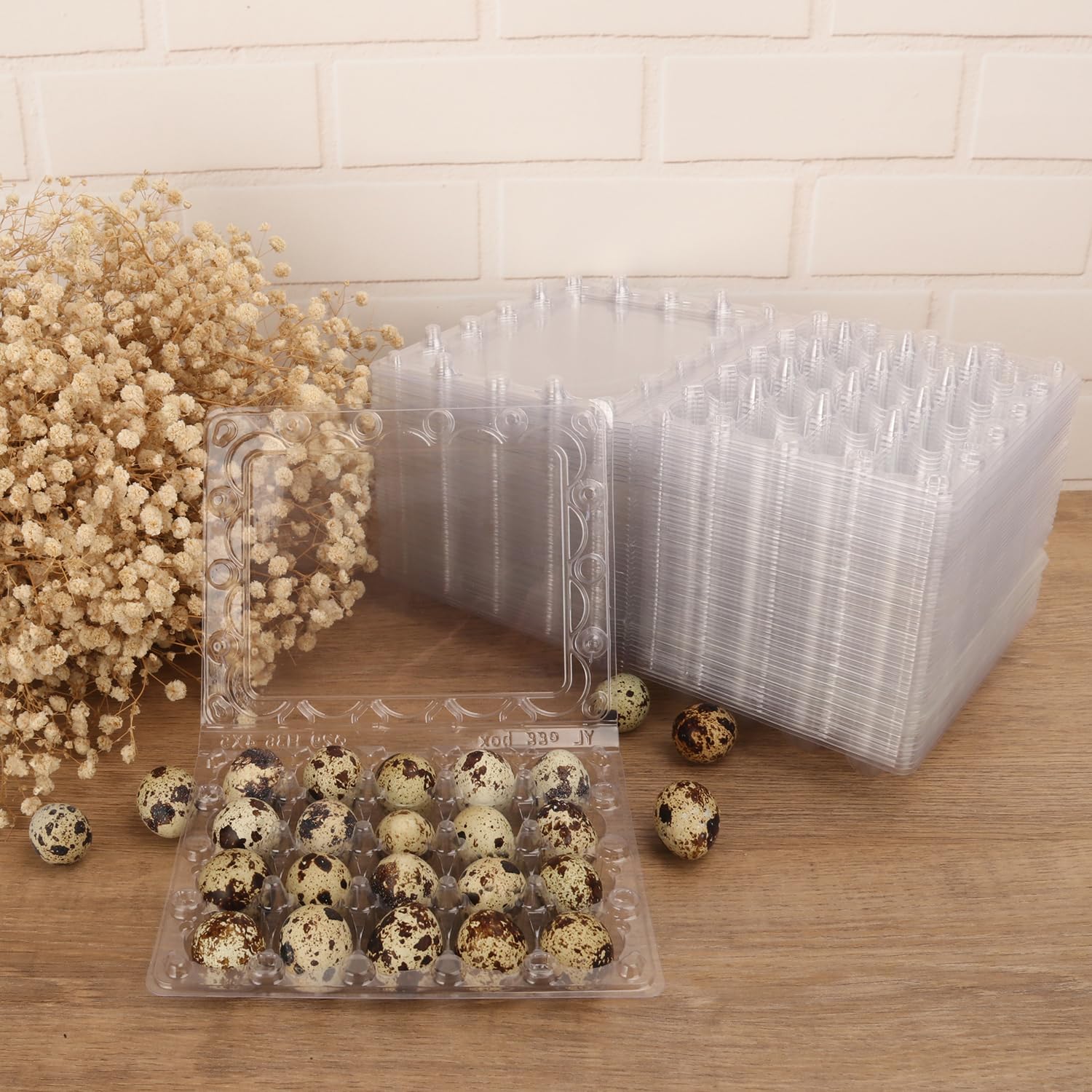 KUKLIPJIM 150 Pack Quail Egg Cartons, Clear Plastic Quail Egg Trays, Holds up to 20 Quail Eggs Securely - Your Ultimate Small Eggs Carton Holders for Bulk Storage and Display
