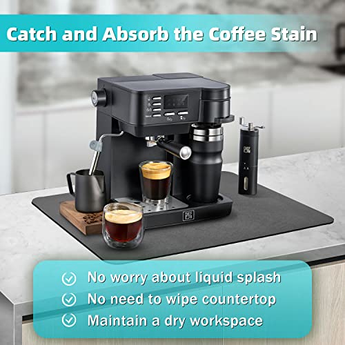 Coffee Maker Mat for Countertops: Coffee Mat Absorbent Coffee Bar Mat for Kitchen Hide Stain Rubber Backed, 12" X 17" Coffee Bar Accessories Fit Under Coffee Machine Coffee Pot Appliance Mats (Grey)
