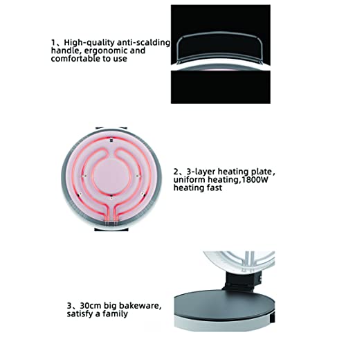 Pizza Maker - Electric Nonstick Boiler - Countertop Pizza & Quesadilla Oven, Pita Bread, Cookware, Red Pizza Maker