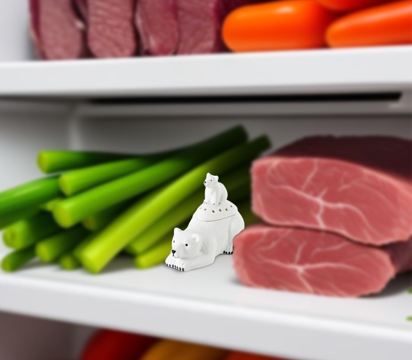 dgudgu Bear Baking Soda Container Ceramic Baking Soda Holder For Fridge Cute Kitchen Gadgets Baking Soda Fridge Holder For Eliminating Fridge And Freezer Odor