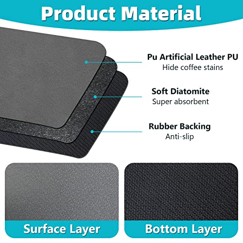 Coffee Maker Mat for Countertops: Coffee Mat Absorbent Coffee Bar Mat for Kitchen Hide Stain Rubber Backed, 12" X 17" Coffee Bar Accessories Fit Under Coffee Machine Coffee Pot Appliance Mats (Grey)