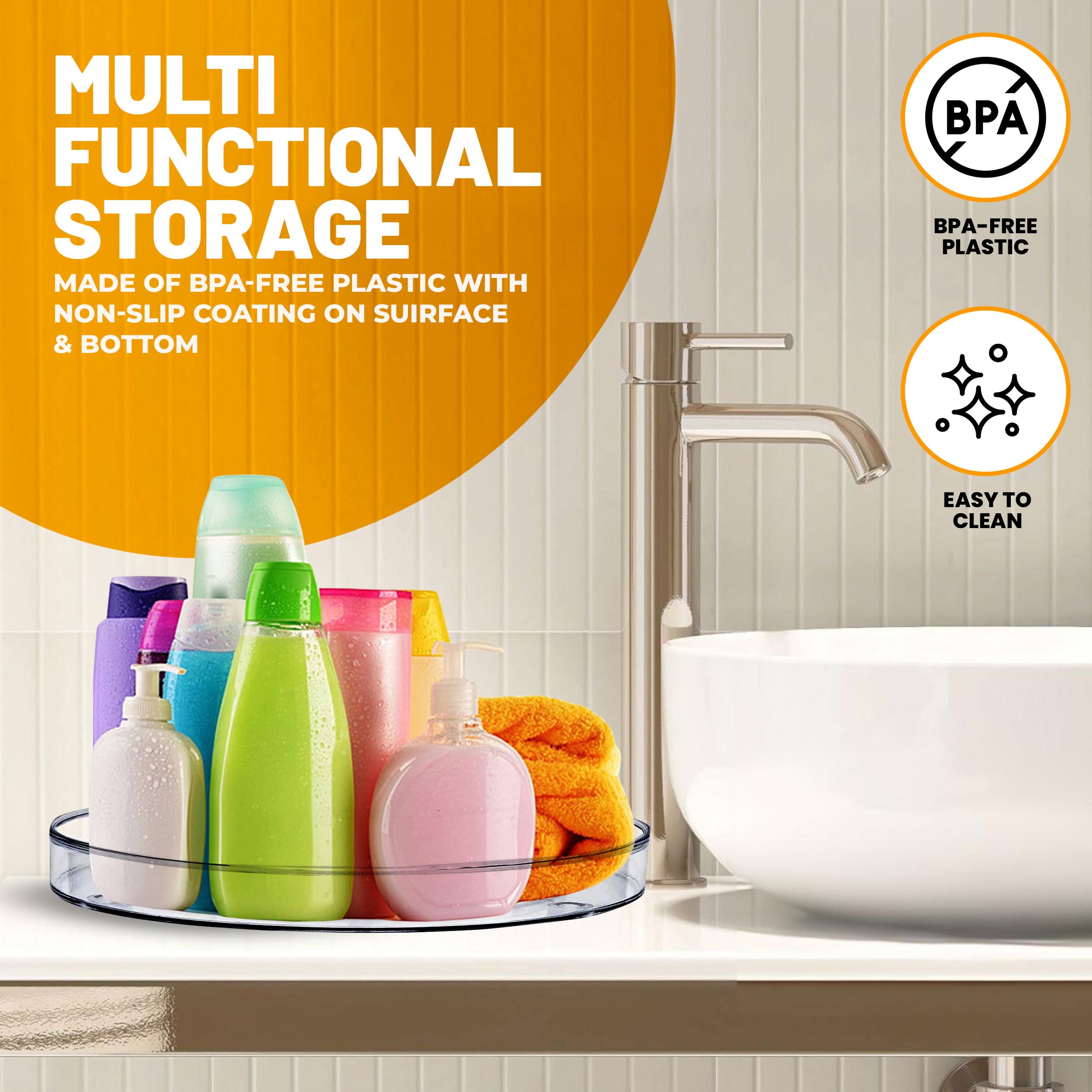 Simple Design Lazy Susan Organizer β Kitchen Cabinet Organizer β Heavy Duty Plastic β Multifunctional and Practical Design β Ideal for Kitchen, Under Sink, Bathroom (1 Pack)