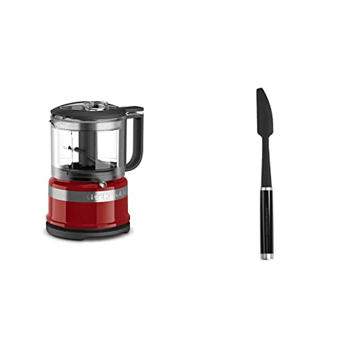 KitchenAid KFC3516ER 3.5 Cup Food Chopper, Empire Red with KitchenAid Classic Jar Spatula, One size, Black