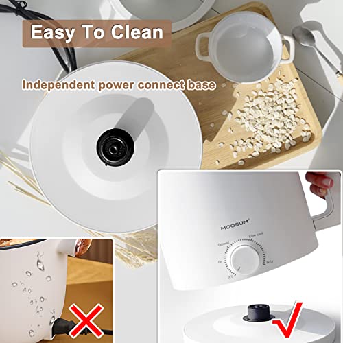 MOOSUM Mini Electric Hot Pot, Fast Cooker for Ramen/Soup, Stainless Steel with Over-heating Protection, Perfect for Student & Single, 1.5L