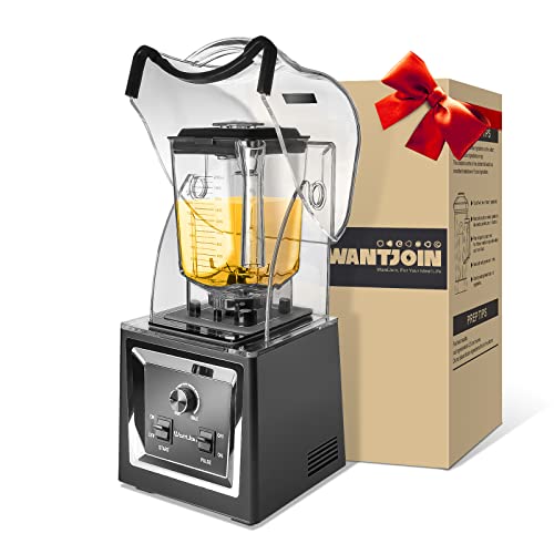 Wantjoin Professional Blender Commercial Soundproof Quiet blender Removable shield for Crushing ice,smoothie,puree,Blender for kitchen