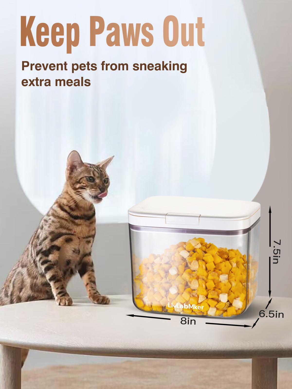 Pet Food Container 5 lbs β Dog/Cat Food Storage Container with Lids BPA Free, 5 lbs Rice/Flour Storage Dispenser for Cereal & Garin, White