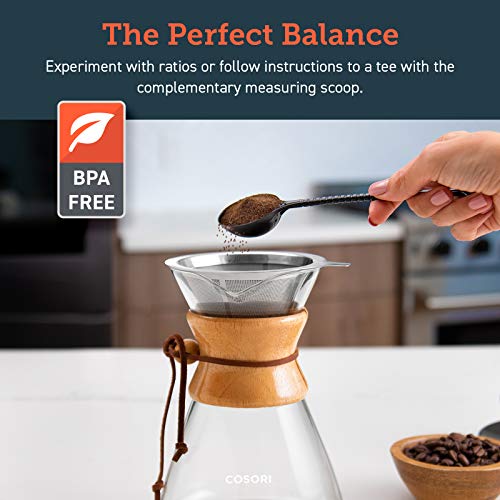 COSORI Electric Gooseneck Kettle with 5 Variable Presets, Pour Over Coffee Maker with 8 Cup Glass Coffee Pot&Coffee Brewer with Stainless Steel Filter
