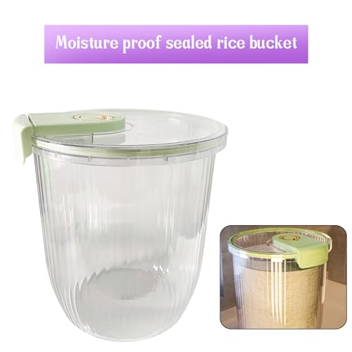 Airtight Rice Storage Container 20 Lbs, Rice Dispenser Crystal-Clear Flour Storage Container, Cereal Holder Bin with Measuring Cup for Kitchen Pantry Organization and Storage (Green)