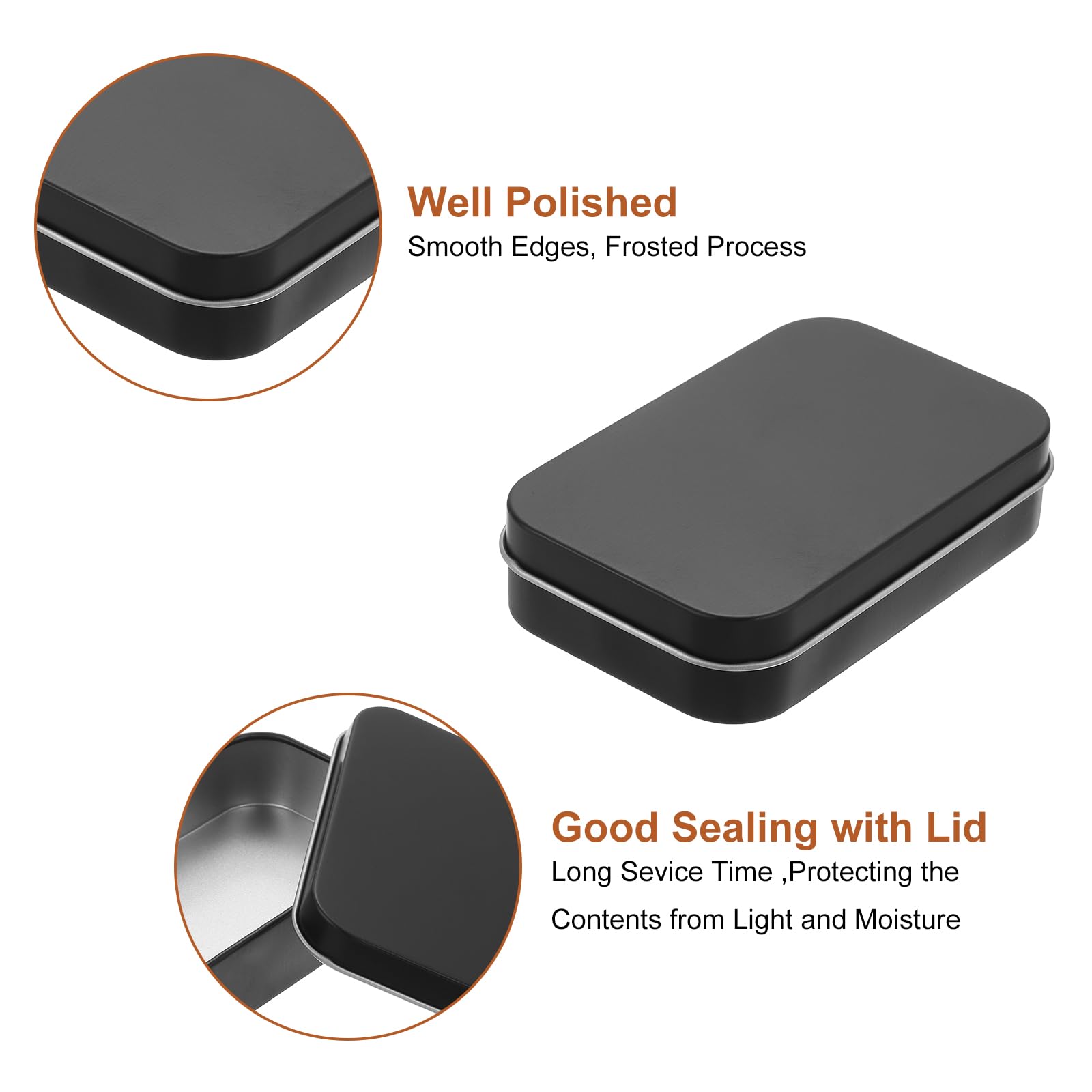 uxcell Metal Tin Box Containers, 8Pcs 3.7x2.4x0.9 Inch Black Rectangular Metal Hinged Tin Box Mini Portable Storage Container Kit with Lid for Home Storage