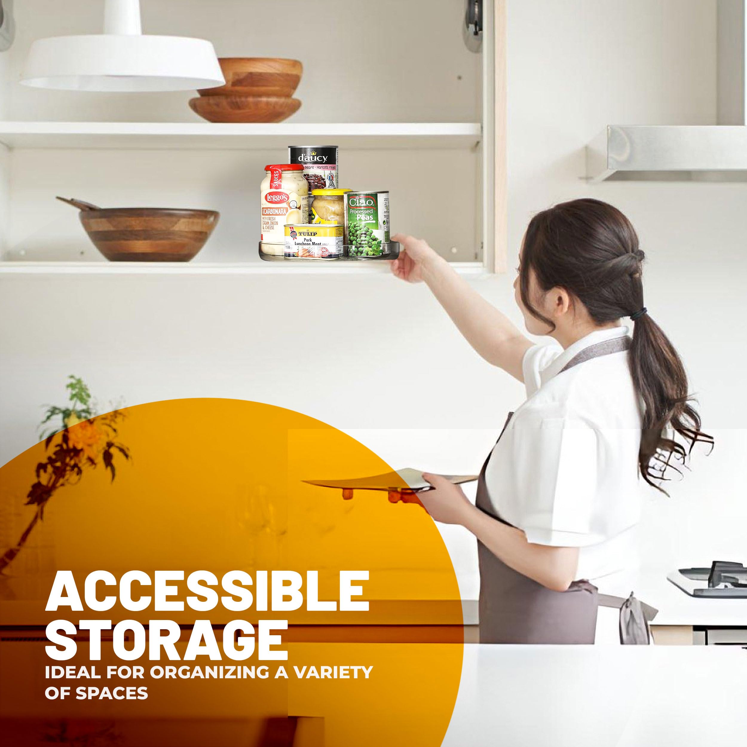 Simple Design Lazy Susan Organizer β Kitchen Cabinet Organizer β Heavy Duty Plastic β Multifunctional and Practical Design β Ideal for Kitchen, Under Sink, Bathroom (1 Pack)