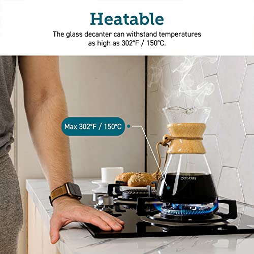 COSORI Electric Gooseneck Kettle with 5 Variable Presets, Pour Over Coffee Maker with 8 Cup Glass Coffee Pot&Coffee Brewer with Stainless Steel Filter