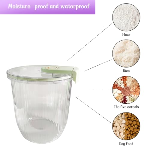 Airtight Rice Storage Container 20 Lbs, Rice Dispenser Crystal-Clear Flour Storage Container, Cereal Holder Bin with Measuring Cup for Kitchen Pantry Organization and Storage (Green)