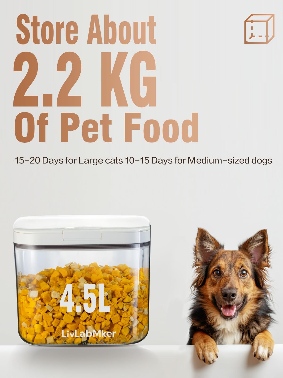Pet Food Container 5 lbs β Dog/Cat Food Storage Container with Lids BPA Free, 5 lbs Rice/Flour Storage Dispenser for Cereal & Garin, White
