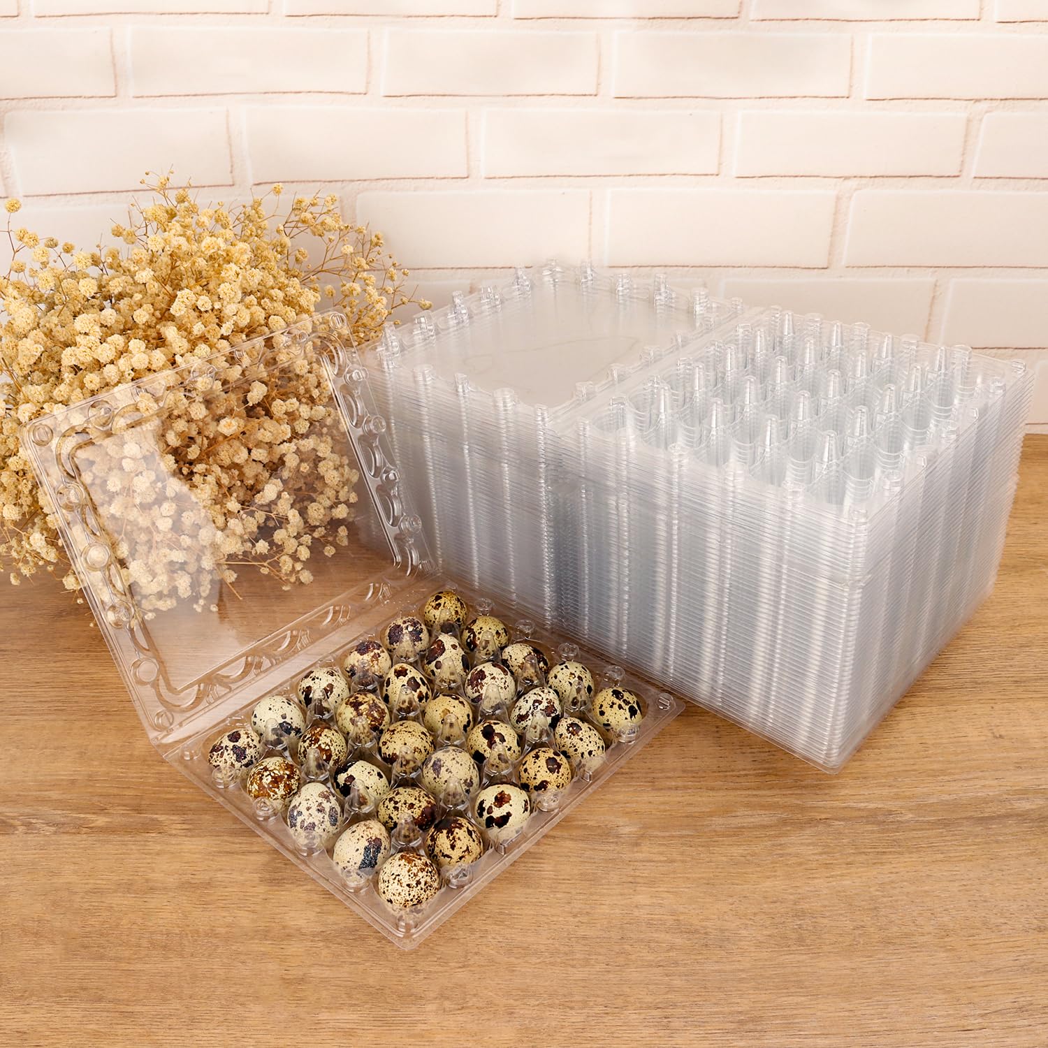 100 Pack Quail Egg Cartons, Clear Plastic Quail Egg Trays, Holds up to 30 Quail Eggs Securely - Your Ultimate Small Eggs Carton Holders for Bulk Storage and Display by KUKLIPJIM
