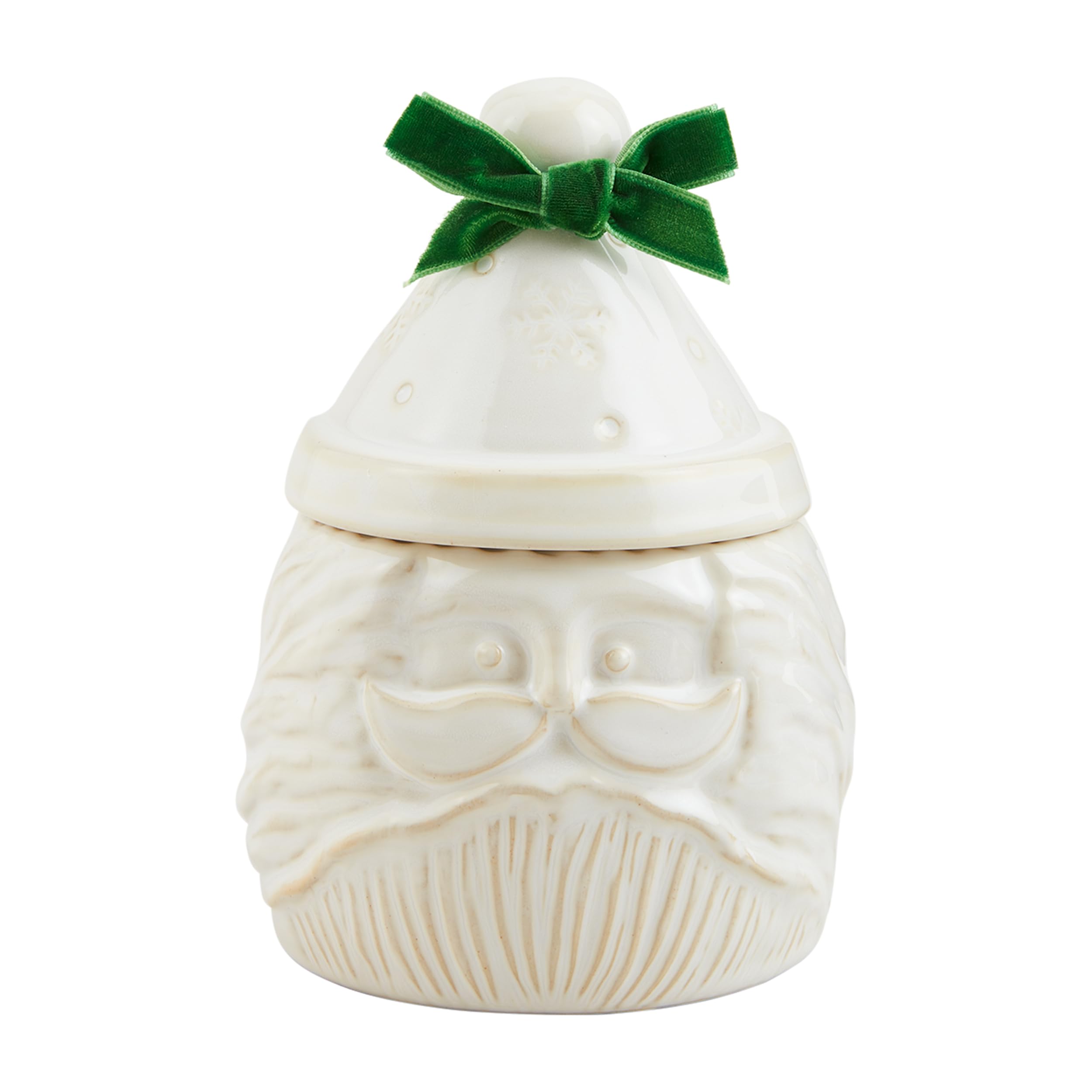 Mud Pie Santa Small Xmas CANISTERS, 6" x 4" dia, WHITE
