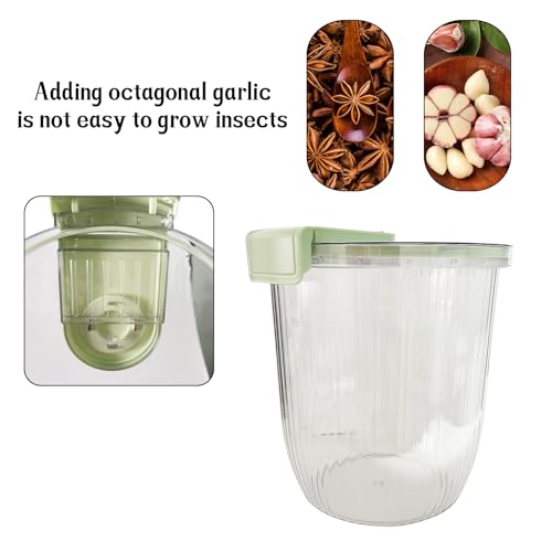 Airtight Rice Storage Container 20 Lbs, Rice Dispenser Crystal-Clear Flour Storage Container, Cereal Holder Bin with Measuring Cup for Kitchen Pantry Organization and Storage (Green)