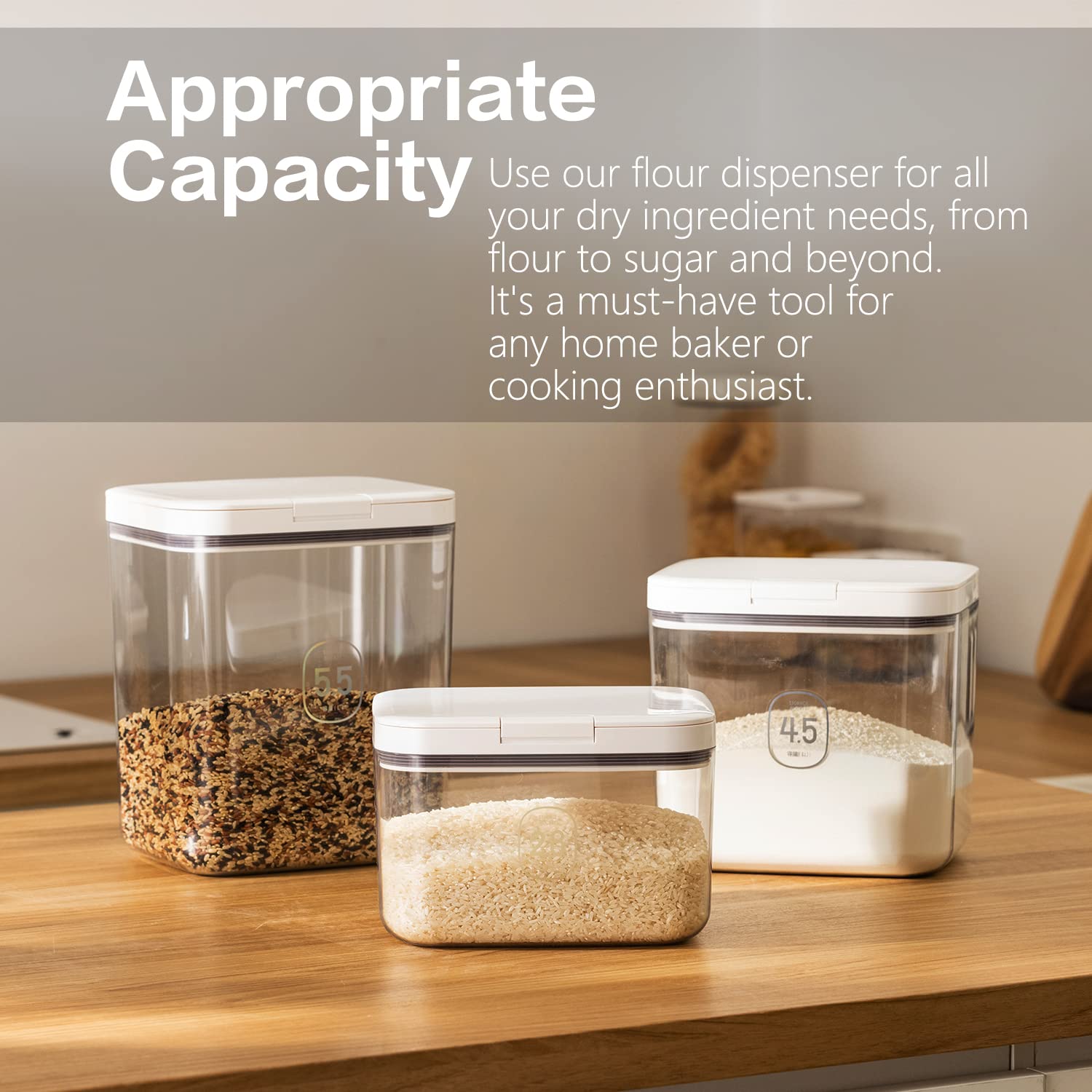 Pet Food Container 5 lbs β Dog/Cat Food Storage Container with Lids BPA Free, 5 lbs Rice/Flour Storage Dispenser for Cereal & Garin, White