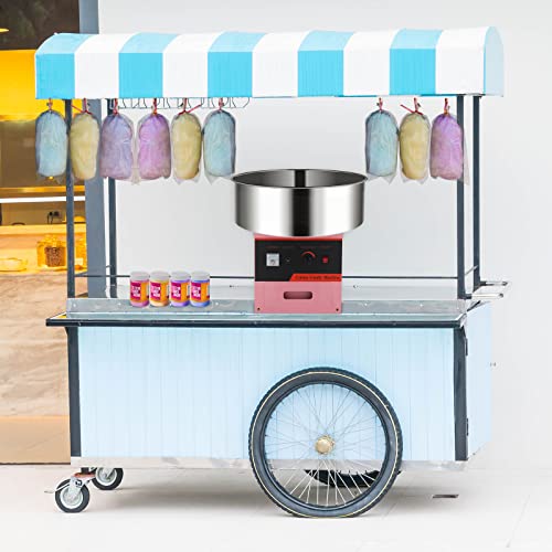 ROVSUN 21 Inch Cotton Candy Machine, Electric Cotton Candy Maker Candy Floss Machine w/Stainless Steel Bowl, Sugar Scoop and Large Storage Drawer for Commercial Home Party Carnival, Pink