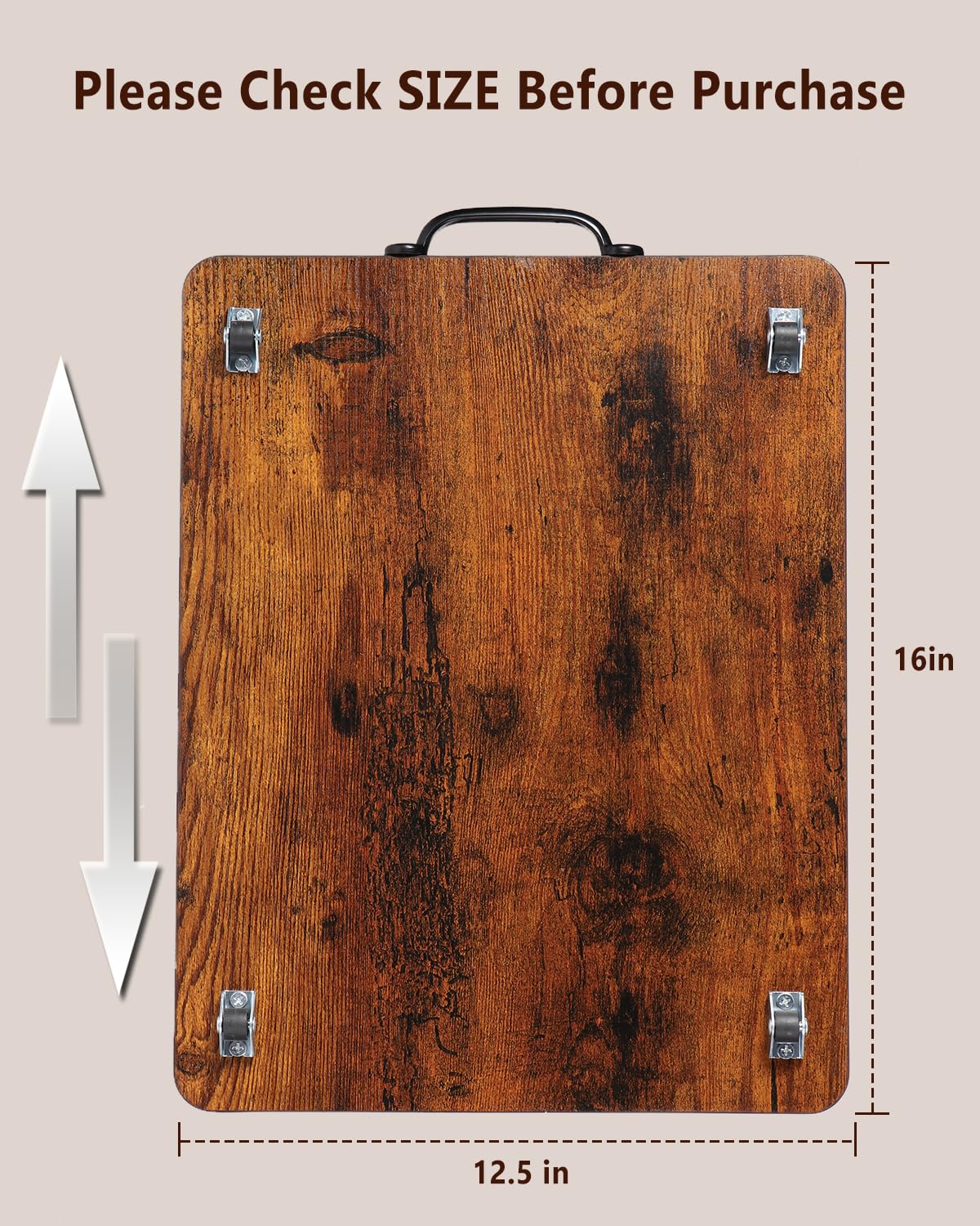 Evermagin Appliance Slider, Sliding Tray for Coffee Maker, Coffee Pot Slider Tray for Countertop, Kitchen Appliance Rolling Tray with Rubber Wheels (Rustic Brown, Large - Long (12.5” x 16”))