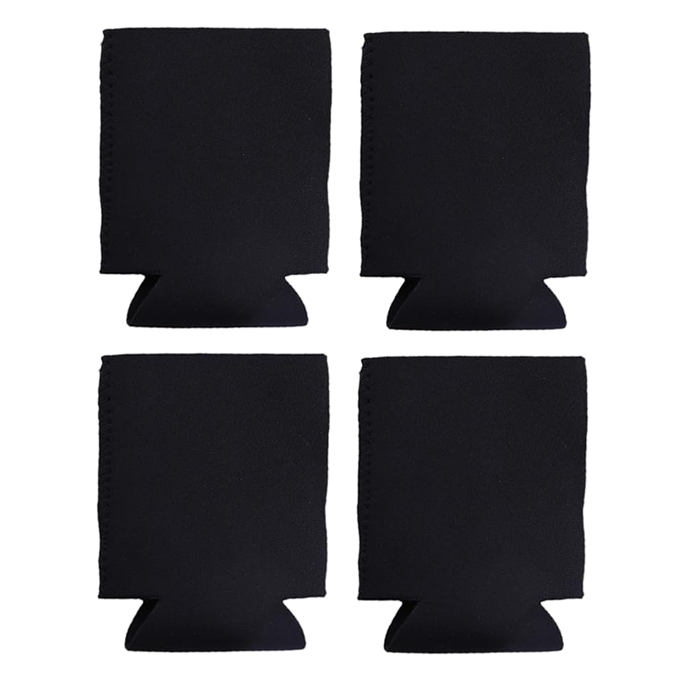 EYAKEG Blank Beer Can Cooler Sleeves (4-Pack) Bulk Sublimation Blanks for Vinyl Plain Collapsible Foam Can Sleeves Coolers for Soda Cans & Bottles Black