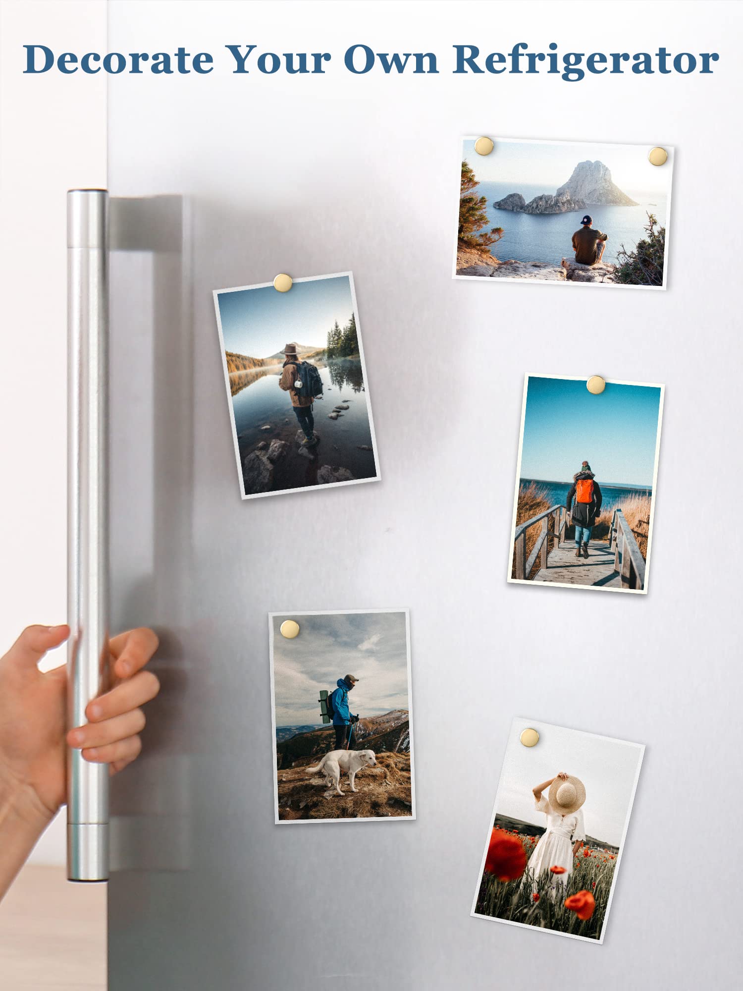 SMARTAKE 45 Pcs Refrigerator Magnets, Small Round Fridge Magnets, Multi-Use Premium Neodymium Office Magnets for Fridge, Whiteboard, Billboard in Home, Kitchen, Office and School (Gold)