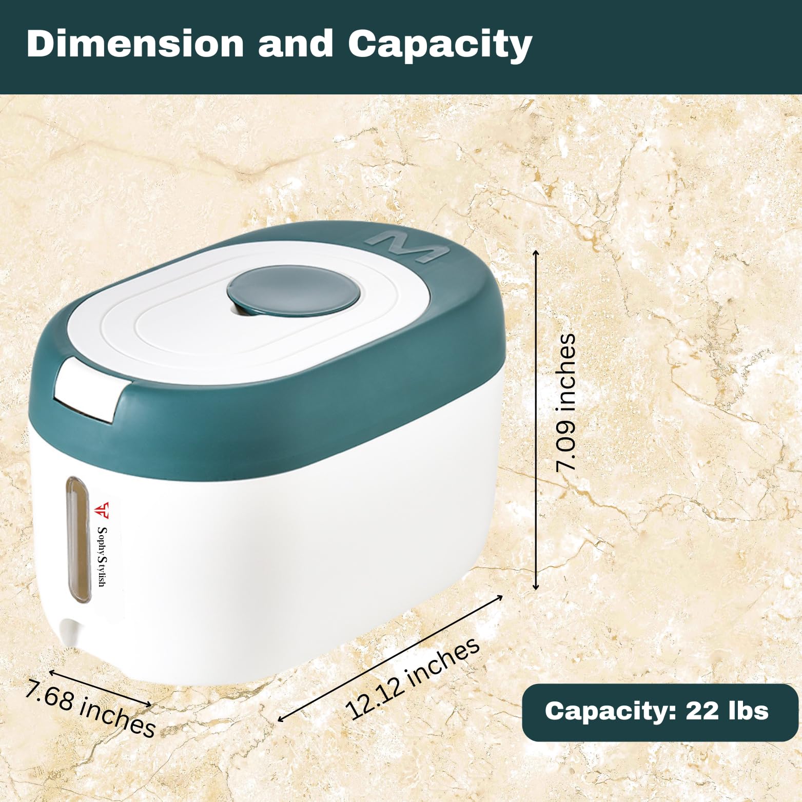 Kitchen Airtight Food Storage Container with Lid for Rice, Cereal, Flour, Sugar, Grains and Dog Food Storage - 11 lbs, Gree