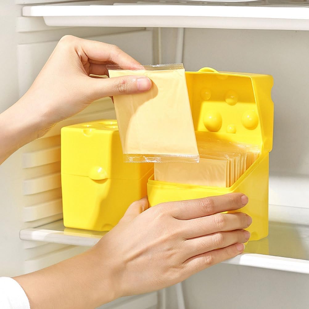 IbErsacs Sliced Cheese Storage Container Plastic Butter Block Cheese Slice Storage Box with Flip Lid Cheese Slice Holder Sliced Cheese Saver Keeper for Refrigerator Food