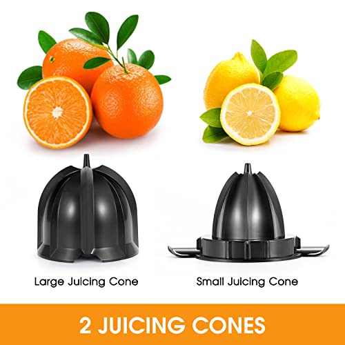 ChefVille CJ02 Electric Citrus Juicer, Electric Orange Juicer Squeezer with 2 Cones for Easy Use, Large Capacity Juice Container for the Whole Family, Party, Commercial Use, exprimidor de naranjas electrico
