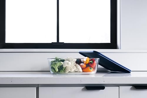 DURA LIVING 4-Piece Glass Food Storage Container (2 Containers + 2 Lids) | 11-Cup Rectangular, Leakproof | Microwave, Freezer, Oven & Dishwasher Safe | Ideal for Meal Prep & Pantry Organization