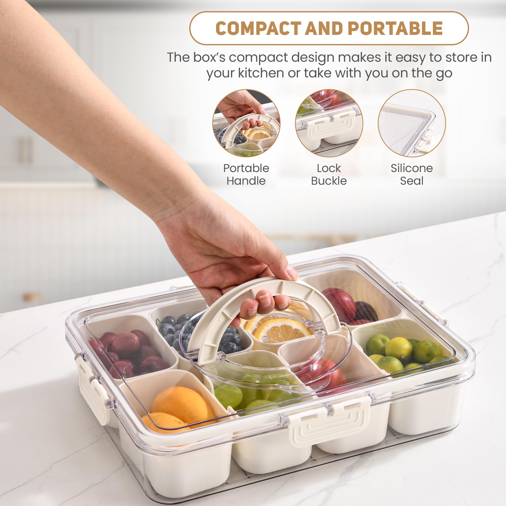 ๐ ๐๐จ๐ฆ๐ฉ๐๐ซ๐ญ๐ฆ๐๐ง๐ญ๐ฌ Divided Serving Tray with Lid and Handle, ๐๐ข๐ฌ๐ก๐ฐ๐๐ฌ๐ก๐๐ซ ๐๐๐๐ Snackle Box Charcuterie Container , Fruit Storage Containers|๐๐ง๐๐๐ค ๐๐จ๐ฑ ๐๐จ๐ง๐ญ๐๐ข๐ง๐๐ซ